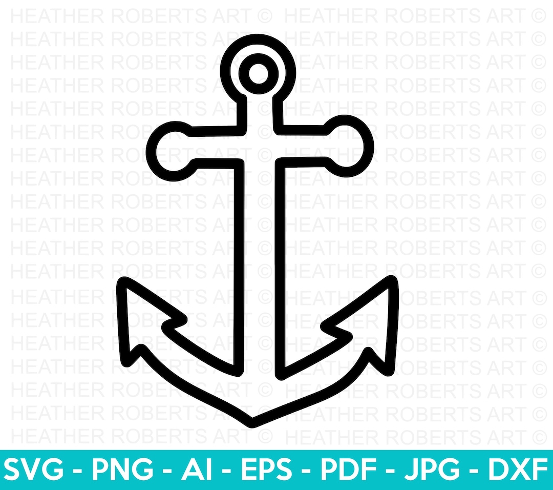 Anchor Outline SVG, Nautical SVG, Marine SVG, Boat Anchor Outline Svg ...