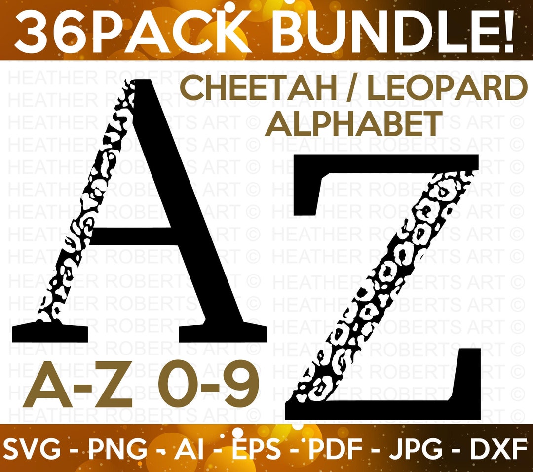 Leopard Alphabet and Numbers SVG, Cheetah Monogram Alphabet, Leopard ...