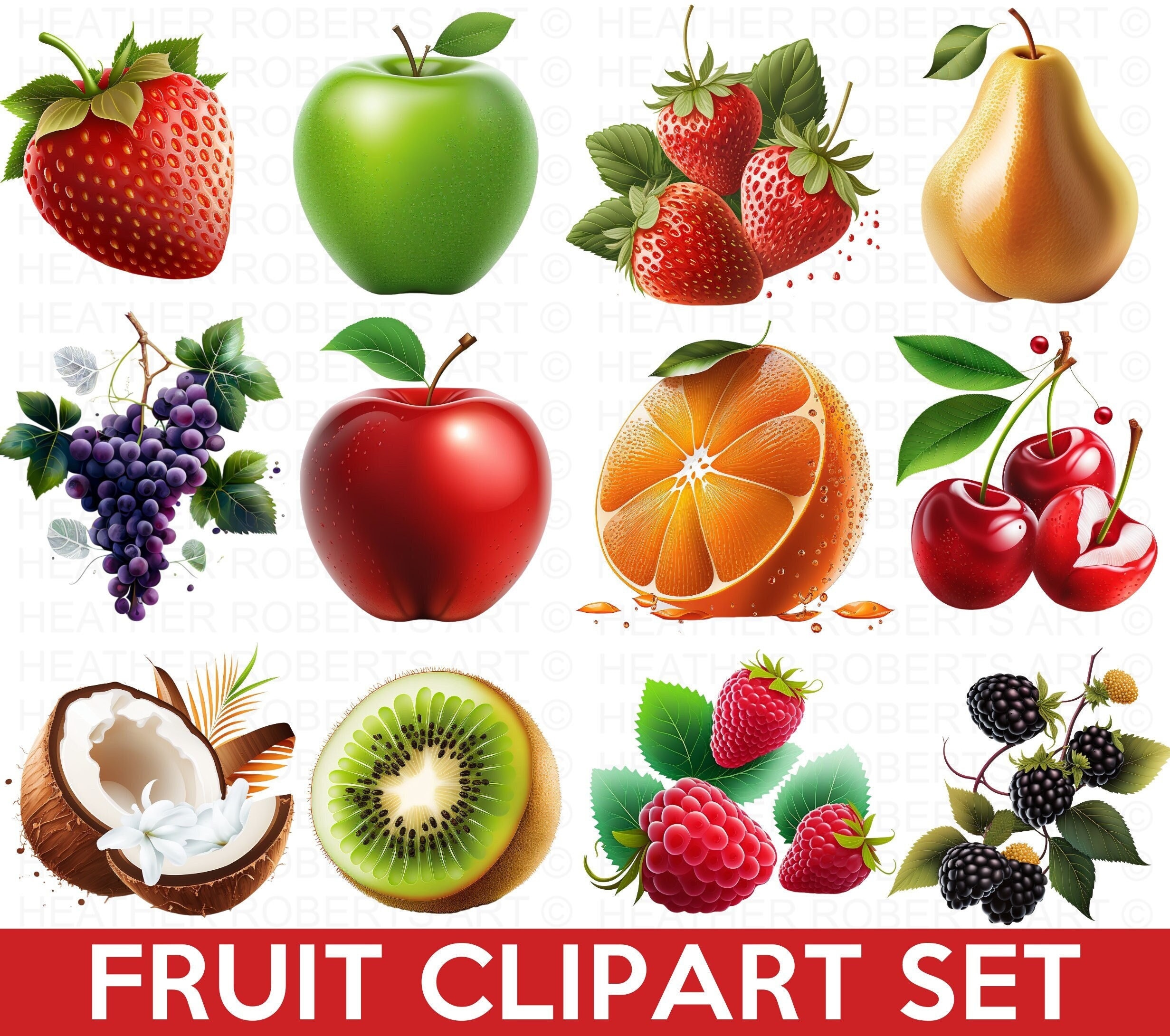 Fruit Clipart Set Fruits PNG Clipart Set of Strawberry - Etsy Australia
