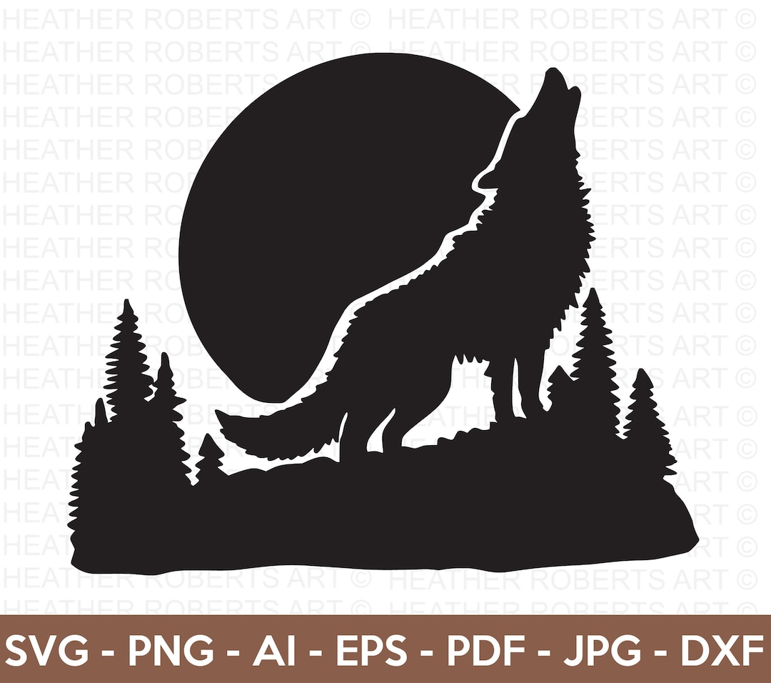 Wolf Howling SVG, Wolf SVG, Wolf Silhouette SVG, Wilderness Svg, Woods ...