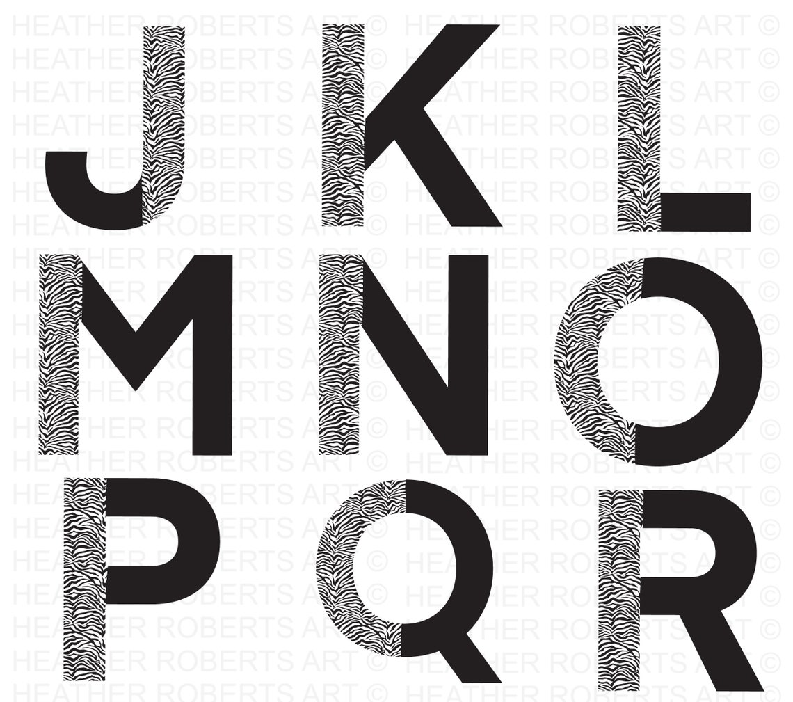 Zebra Monogram Alphabet and Numbers SVG Bundle Zebra Print - Etsy