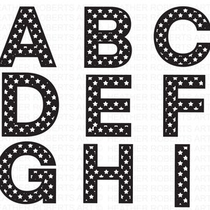 Stars Monogram Alphabet and Numbers SVG Bundle, Stars Letters SVG ...