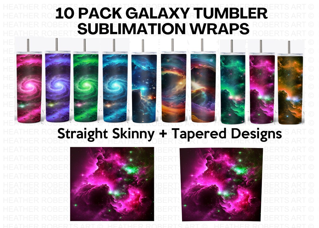 20 Oz Galaxy Skinny Tumbler Sublimation Wraps Bundle, Galaxy Designs ...