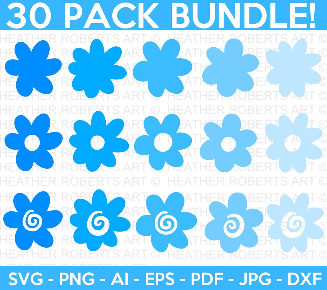 Blue Flowers SVG Bundle, Flowers Svg, Spring Svg, Floral SVG, Flowers ...