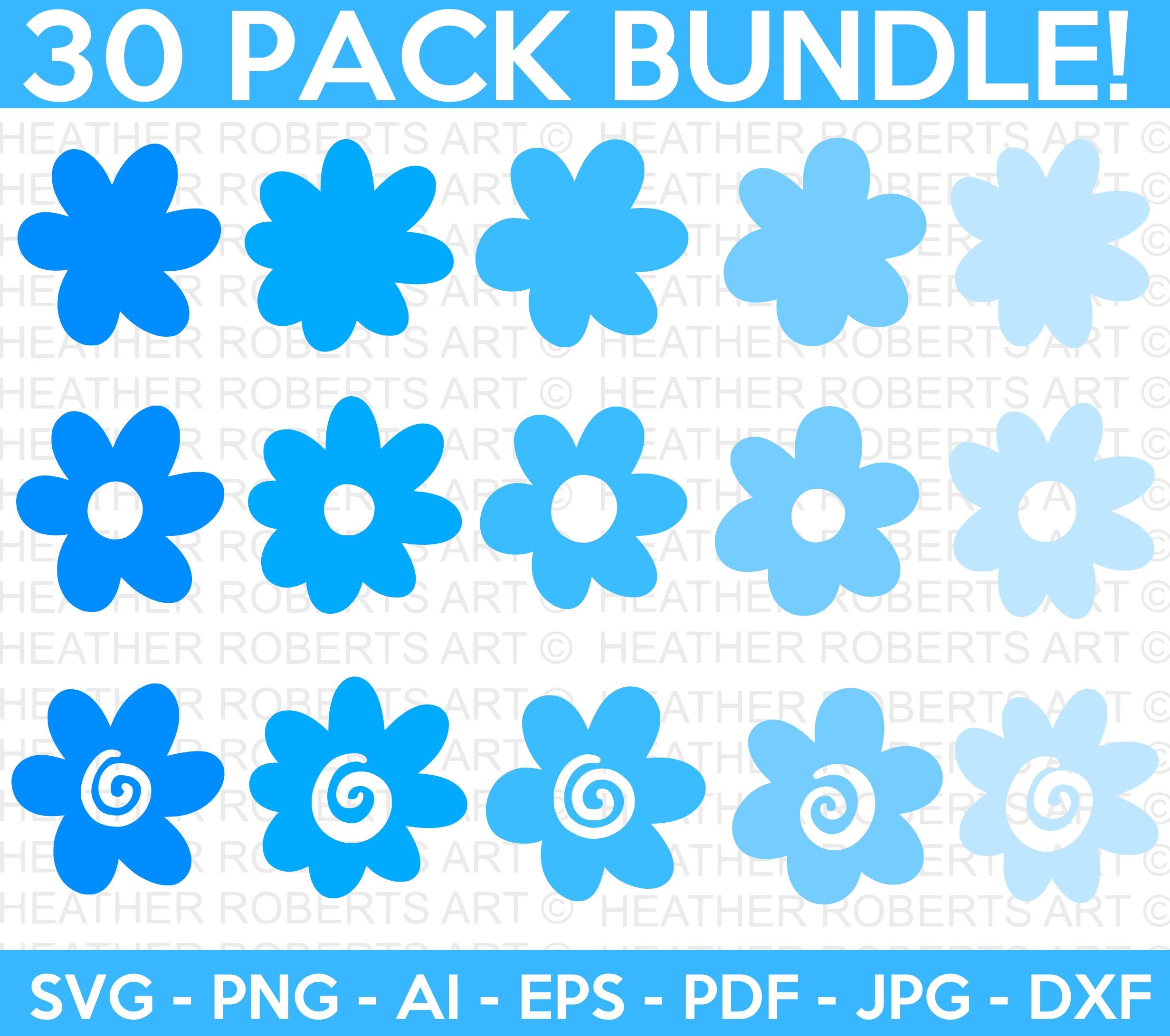 Blue Flowers SVG Bundle, Flowers Svg, Spring Svg, Floral SVG, Flowers ...