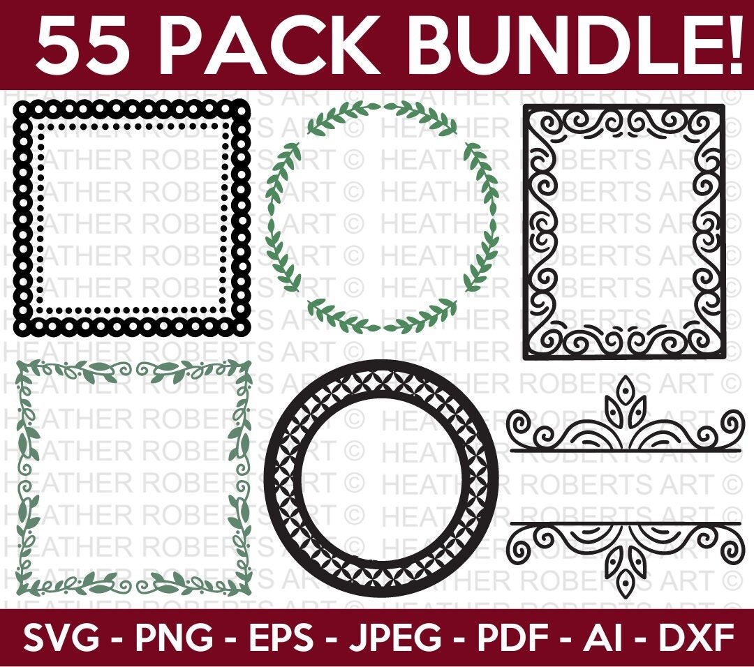 Frames and Borders SVG Bundle: 55 Fancy Cut Files - Etsy