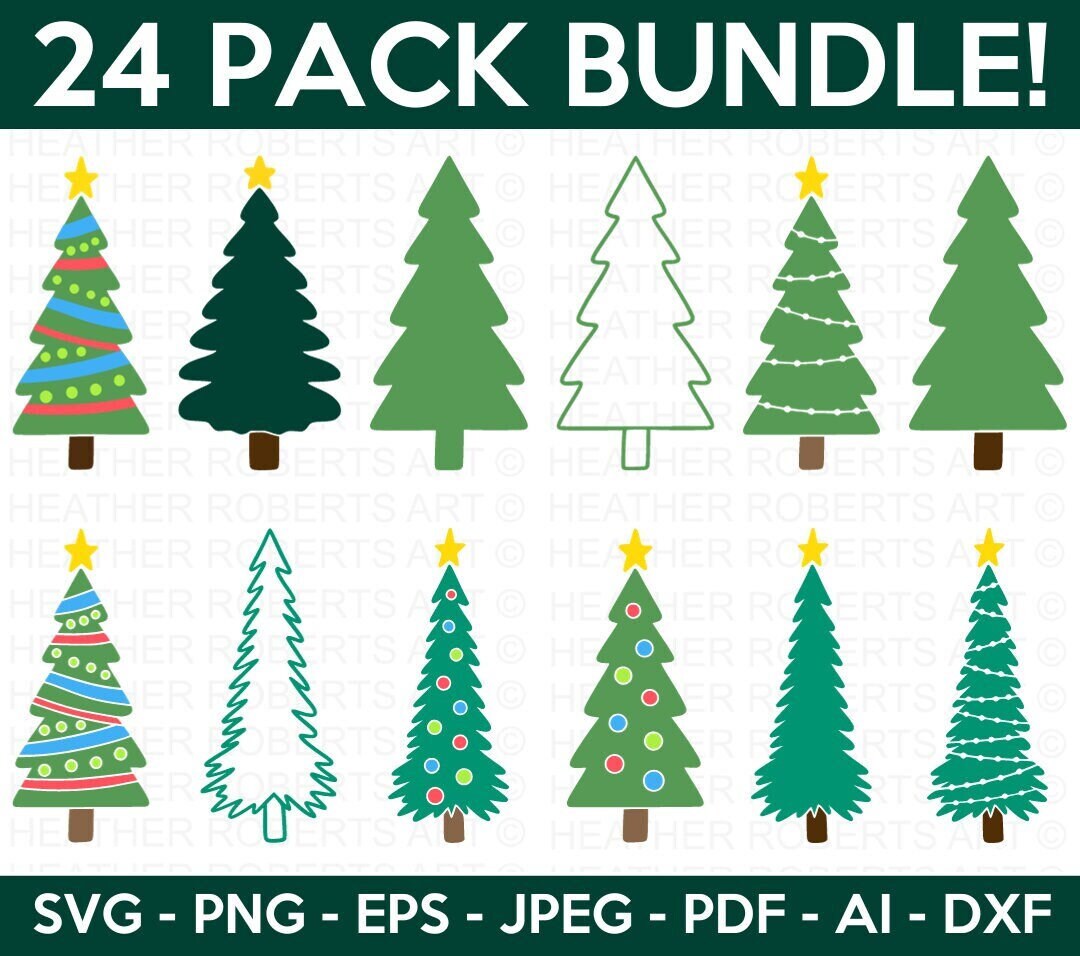 Christmas Tree SVG Bundle , Pine Tree SVG, Christmas Tree Svg, Plants ...