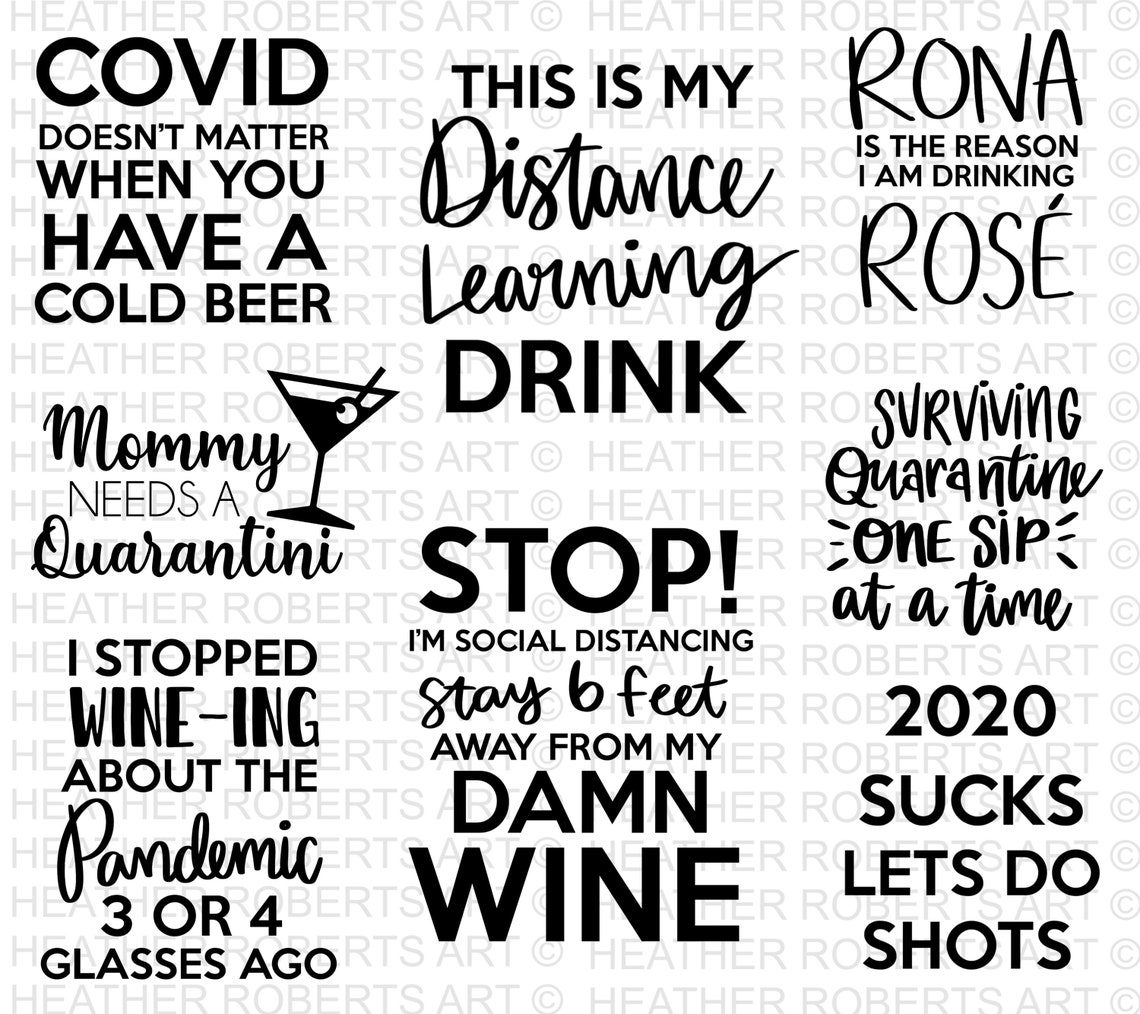 COVID Alcohol Bundle SVG, Social Distancing Svg, Wine Svg, Beer Svg ...