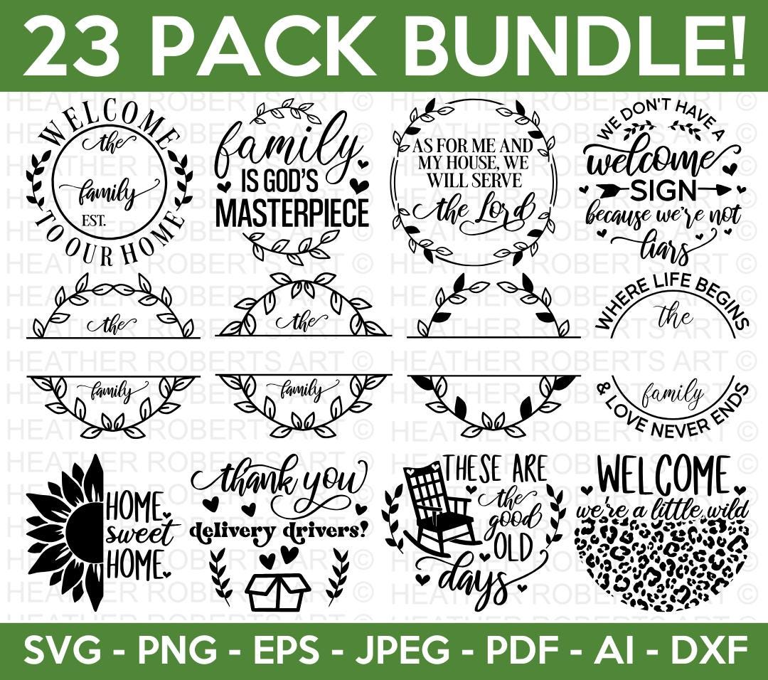 Round Sign Svg Bundle 2, Circle Sign Svg, Porch Sign Svg, Welcome Sign ...