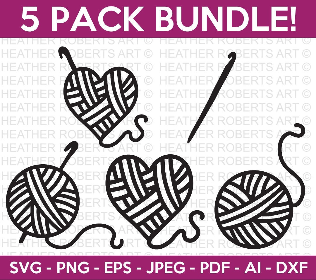 Crochet Mini Svg Bundle, Crochet Svg, Heart Crochet, Hook Svg, Yarn Svg ...