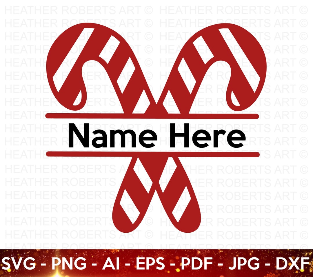 Candy Cane Monogram SVG, Candy Cane Name Frame SVG, Christmas Svg ...