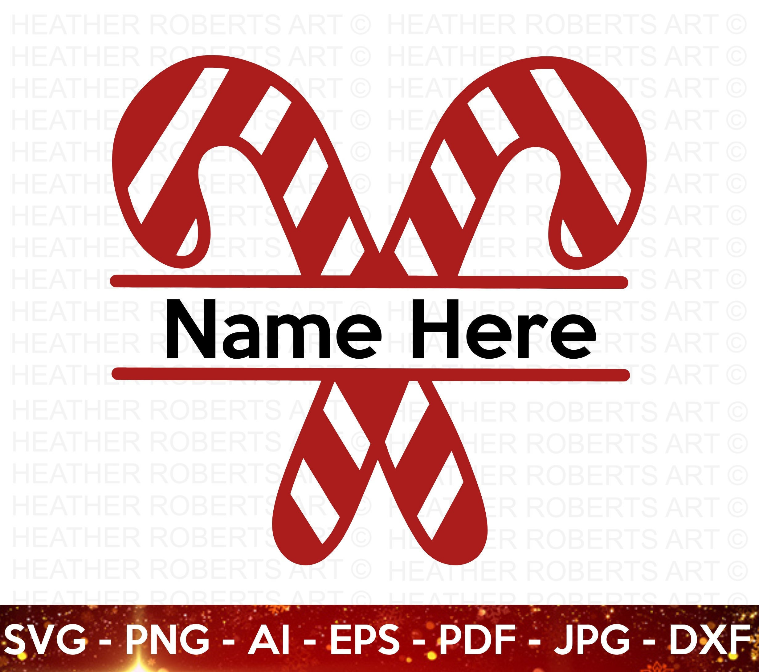 Candy Cane Monogram SVG Candy Cane Name Frame SVG Christmas - Etsy