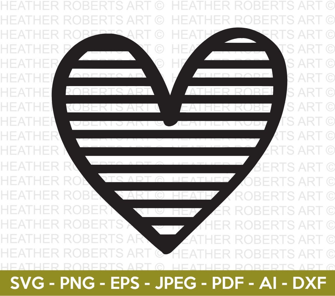 Horizontal Pattern Heart Svg, Heart SVG, Hand-drawn Heart Svg ...