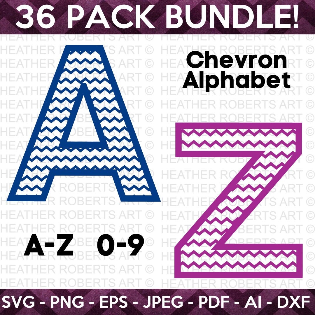 Chevron Alphabet & Numbers SVG Cut Files (36 Pack) - Etsy