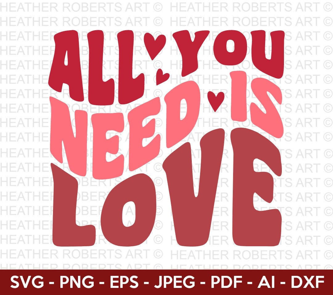 Retro Valentine's Day SVG: All You Need is Love (digital Download) - Etsy
