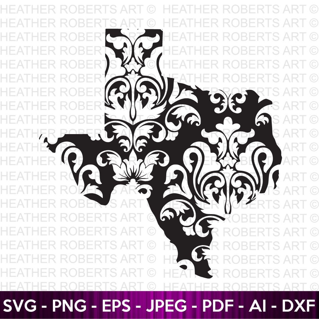 Floral Texas SVG, Texas Svg, Texas Clipart, Texas Silhouette, Texas ...