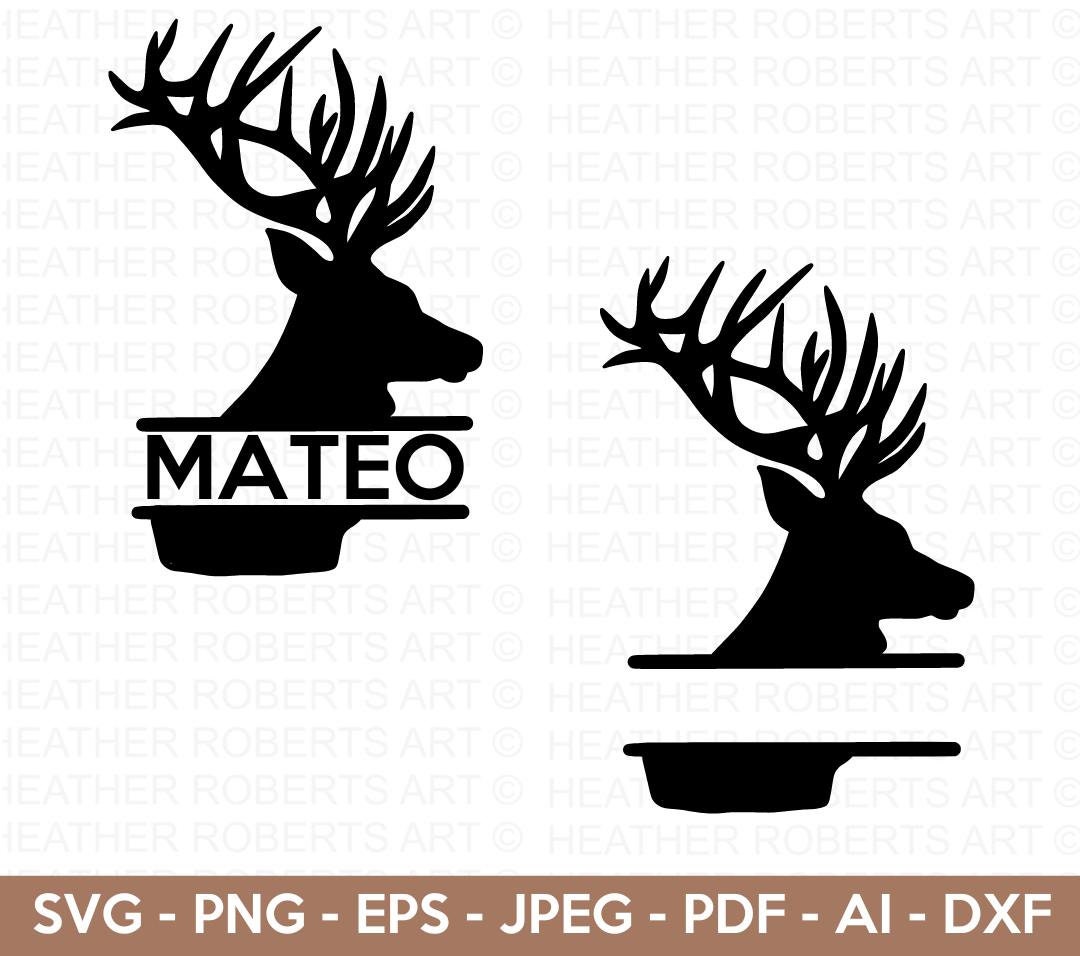 Deer Split Monogram SVG: Antler Silhouette, Cricut Cut File - Etsy