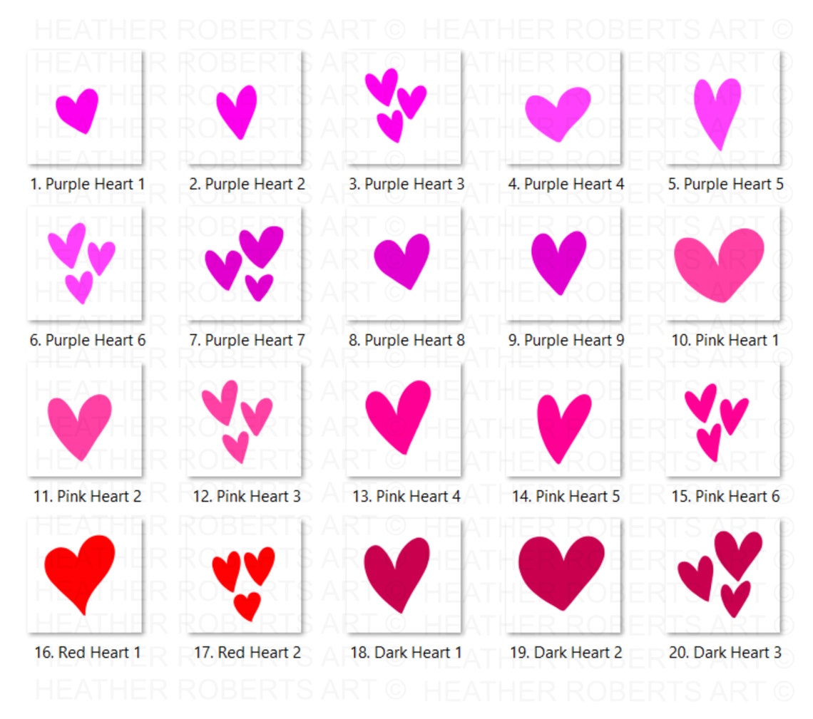 Heart Clipart Set Valentine's Day Clip Art Set Hearts - Etsy