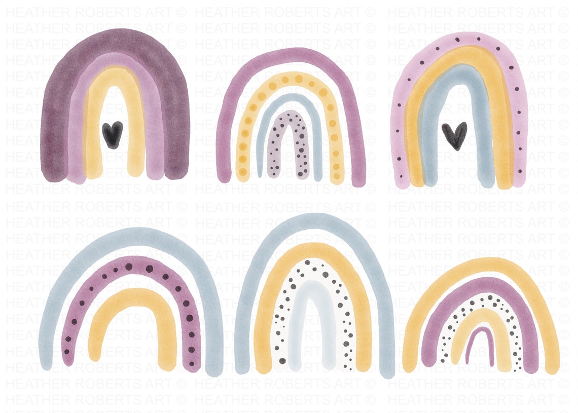 Rainbow Watercolor Clipart Set Watercolor Rainbow Png - Etsy