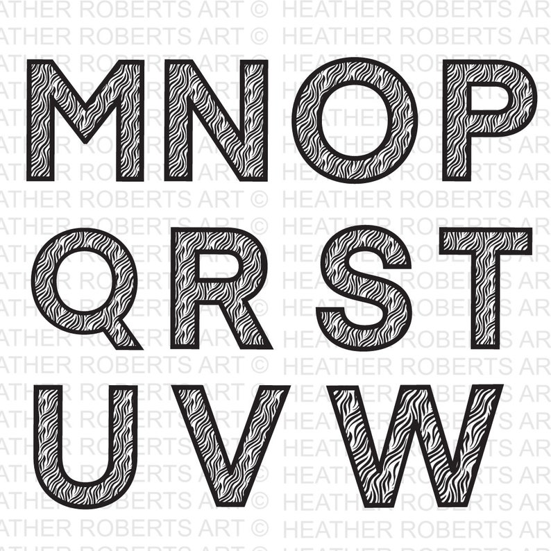 Zebra Monogram Alphabet and Numbers SVG Bundle Zebra Print - Etsy