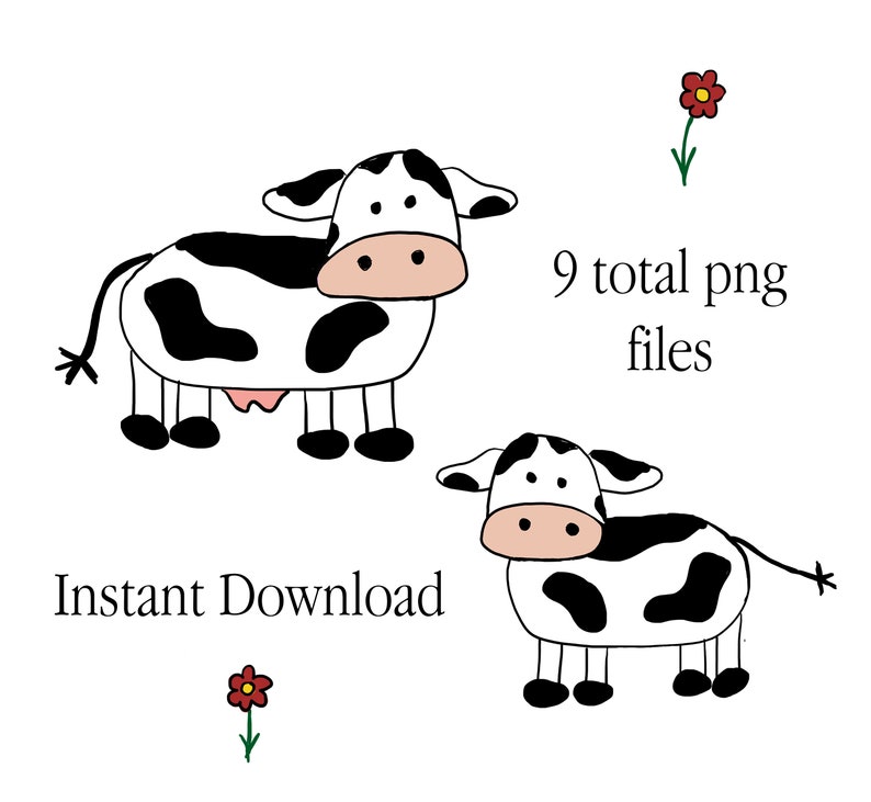 10 PACK Cows on a Farm Clipart Doodles Farm Animals Cows | Etsy