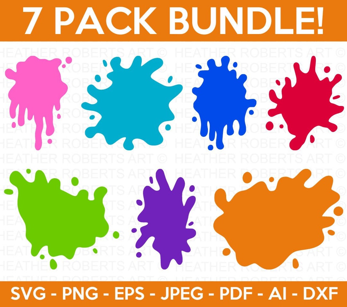 Paint Splatter SVG Bundle, Paint Splats Svg, Paint Svg, Clipart, Vector ...