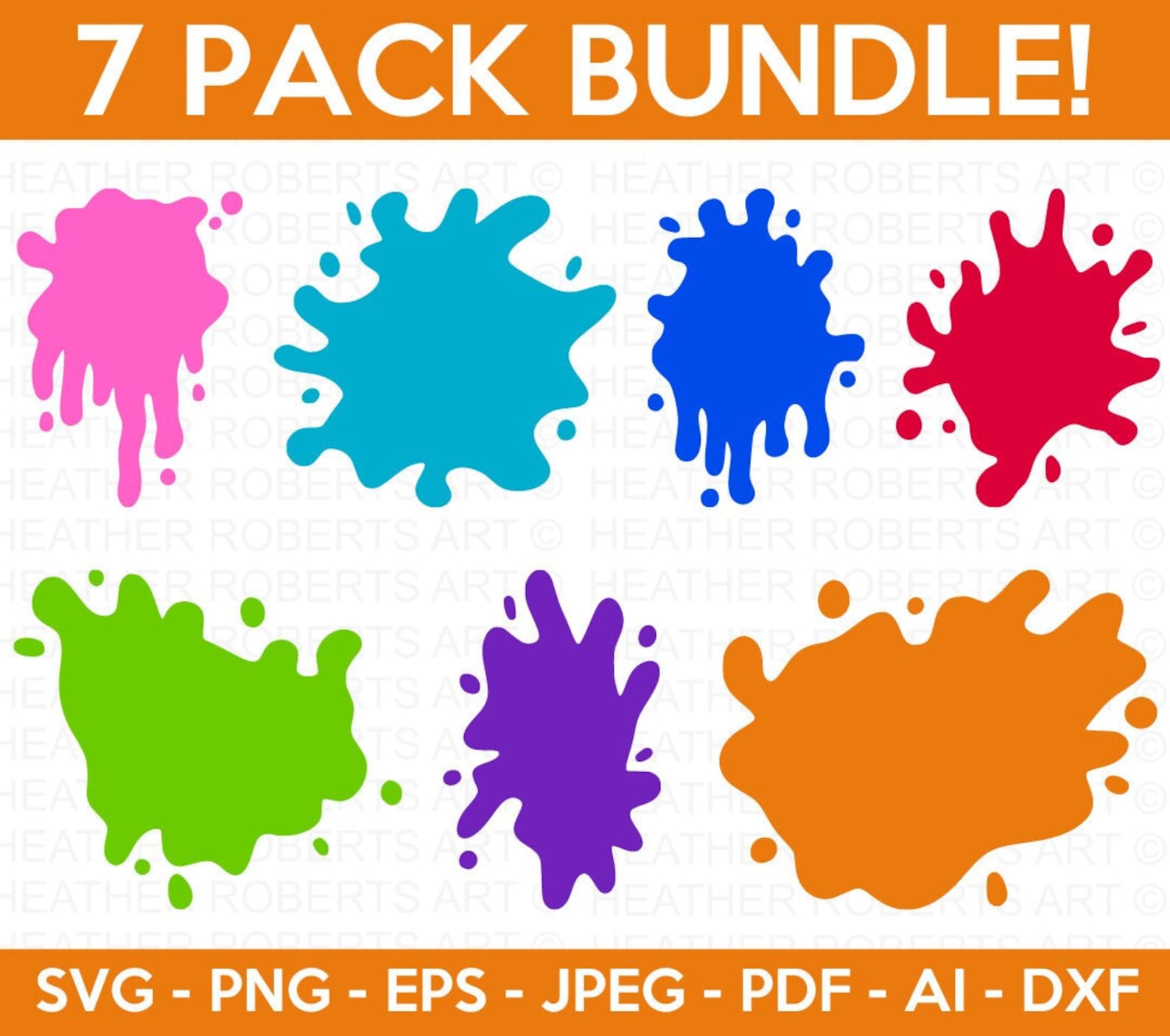 Paint Splatter SVG Bundle, Paint Splats Svg, Paint Svg, Clipart, Vector ...