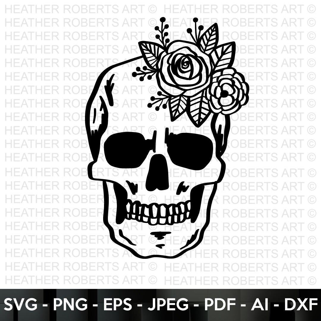 Floral Skull Svg, Skeleton Svg, Bones Svg, Halloween Svg, Scary Svg ...