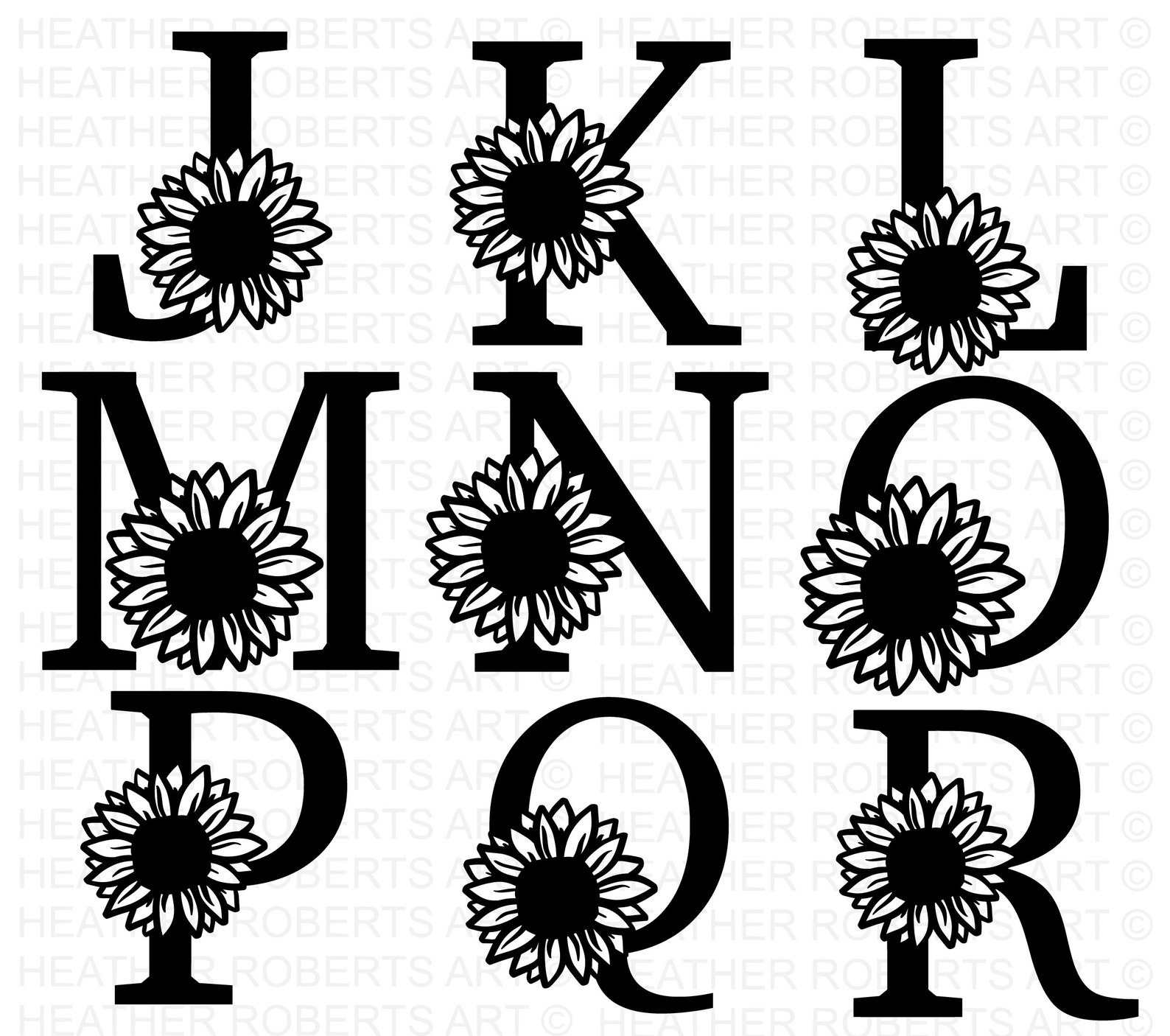 Sunflower Alphabet and Numbers SVG Sunflower Monogram Frame | Etsy