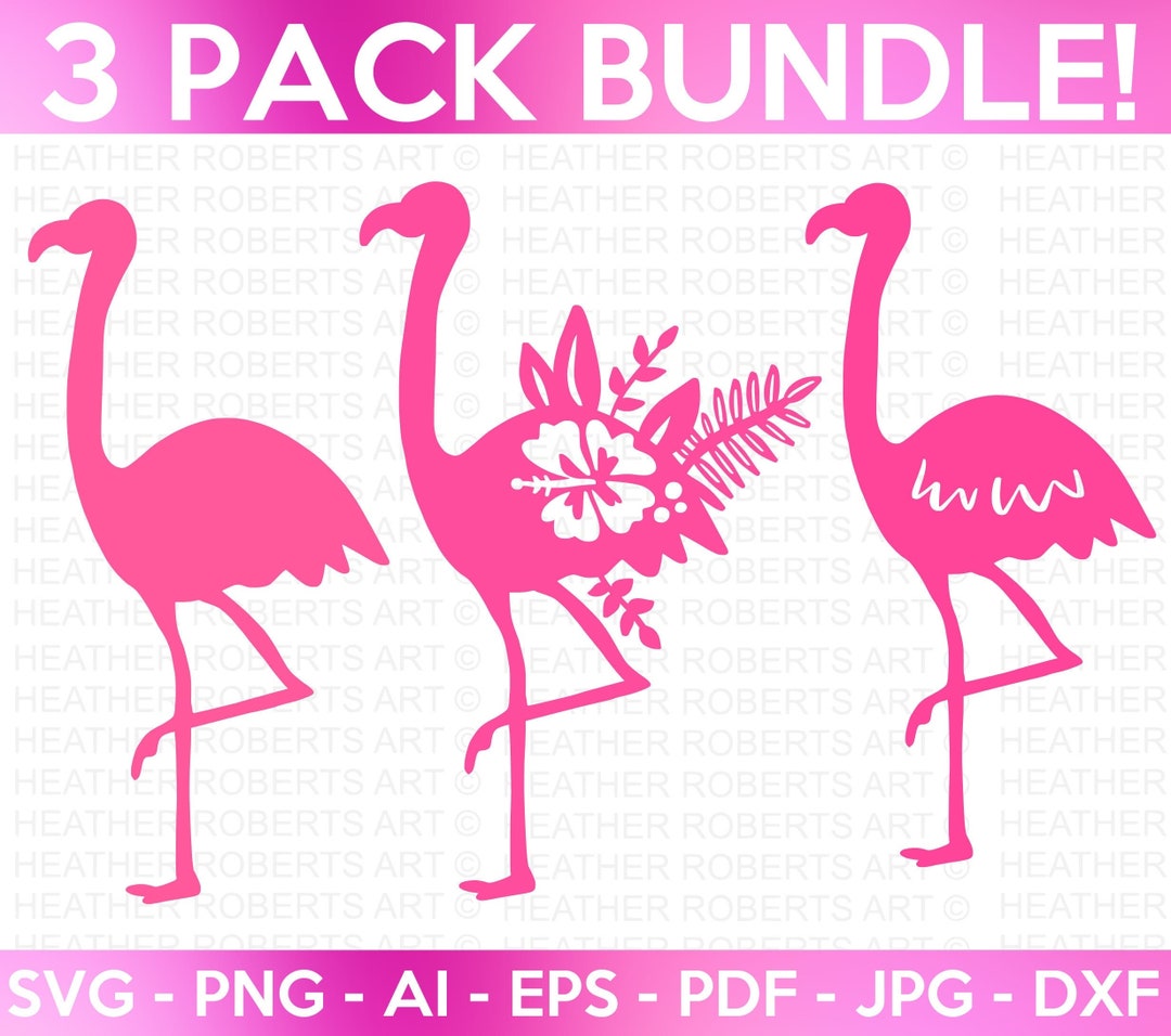 Flamingo Svg Bundle, Tropical Bird Svg, Summer Flamingo Clipart, Beach ...