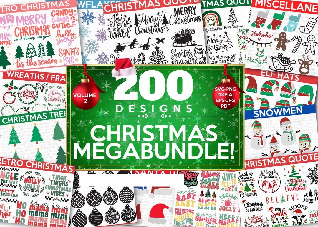CHRISTMAS MEGA BUNDLE Volume 2, 200 Designs, Heather Roberts Art Bundle ...