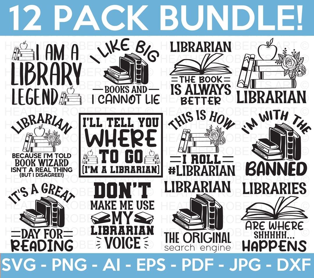 Librarian SVG Bundle, Librarian Svg, Library Svg, Book Svg, Reading Svg ...