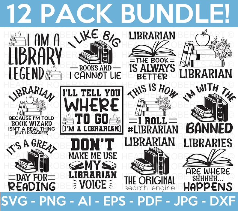 Librarian SVG Bundle, Librarian Svg, Library Svg, Book Svg, Reading Svg ...