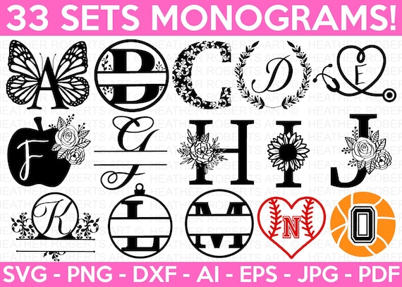 Monograms MEGA Bundle Alphabet SVG Bundle 33 Sets Heather - Etsy