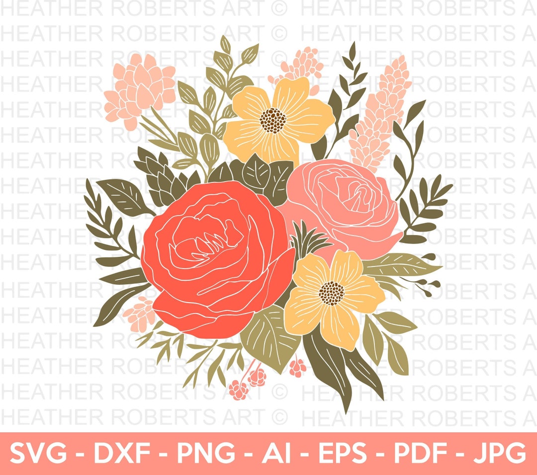 Flowers SVG, Floral SVG, Flower Clipart Svg, Flower Colored, Floral ...