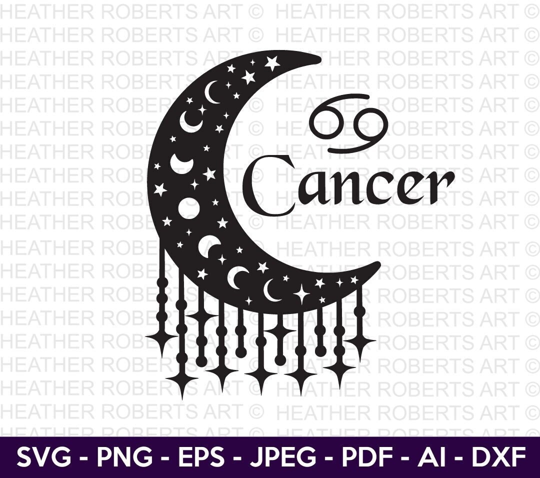 Cancer SVG, Cancer Zodiac Moon Svg, Zodiac Signs SVG, Astrology Signs ...