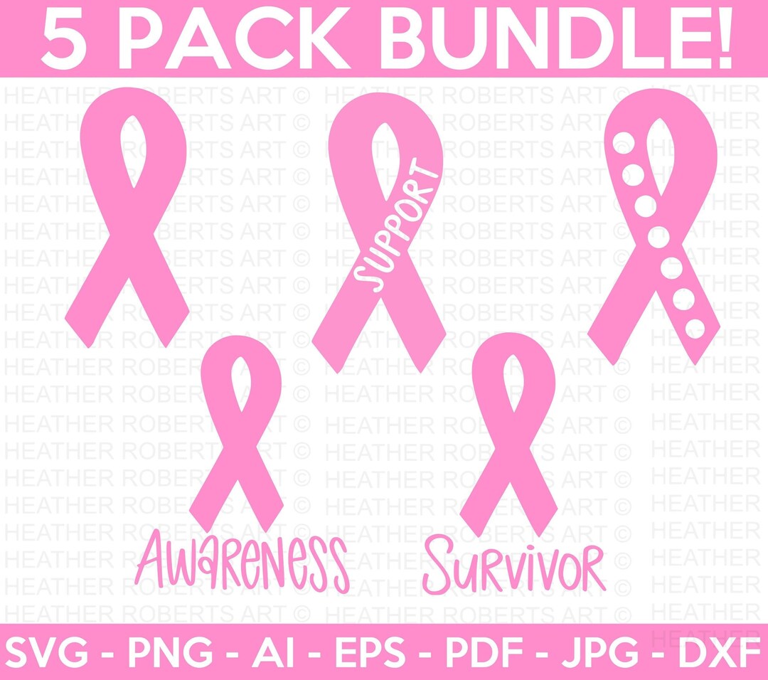 Cancer Awareness Ribbons SVG Bundle, Cancer SVG, Breast Cancer SVG ...