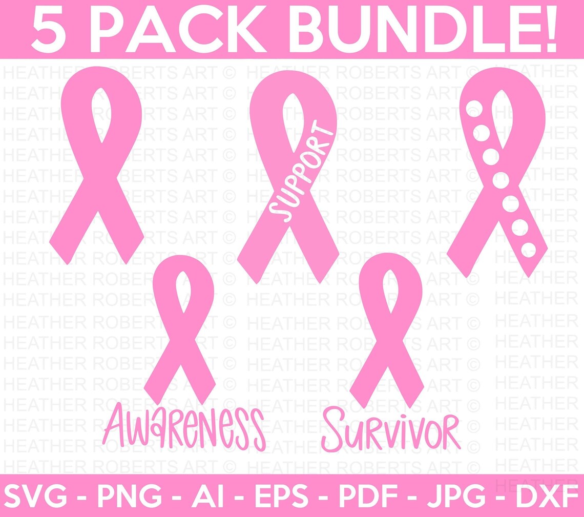 Cancer Awareness Ribbons SVG Bundle Cancer SVG Breast Cancer - Etsy