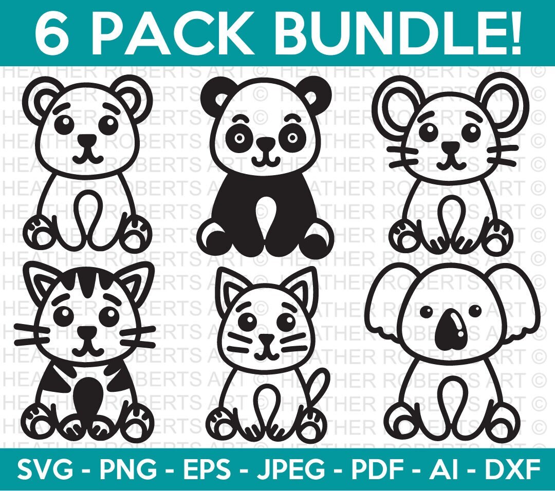 Animal Mini SVG Bundle, Cute Animal Svg, Dog Svg, Tiger Svg, Elephant ...