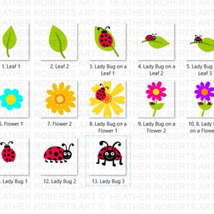 Lady Bugs Clipart Set, Clip Art Set of Red Lady Bugs PNG, Ladybirds PNG ...