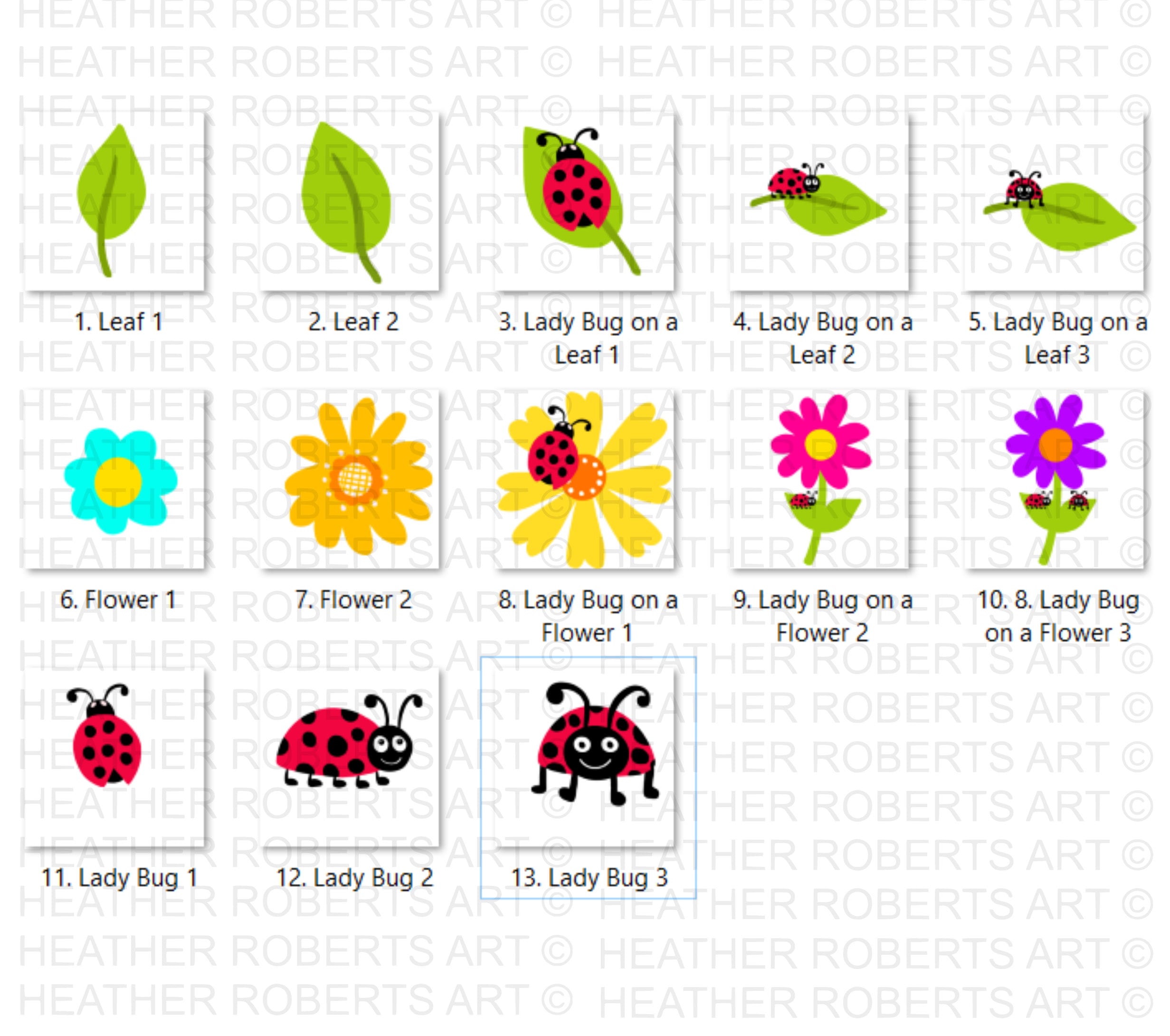 Ladybug Clipart Set: Red Ladybugs & Flowers (PNG, Digital Download) - Etsy