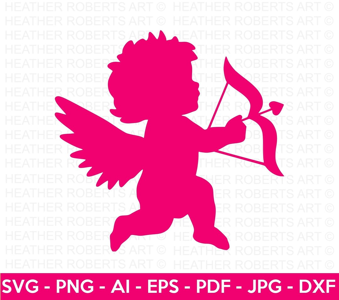 Cupid Silhouette SVG, Happy Valentine's Day SVG , Valentine's Day ...