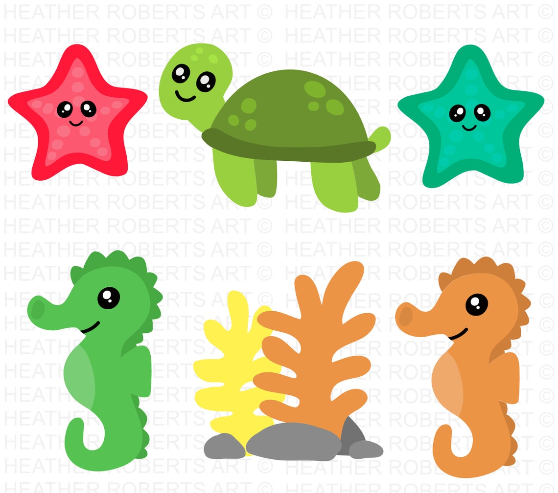 Sea Creatures SVG Bundle, Sea Animals SVG, Seahorse SVG, Crab Svg, Fish ...