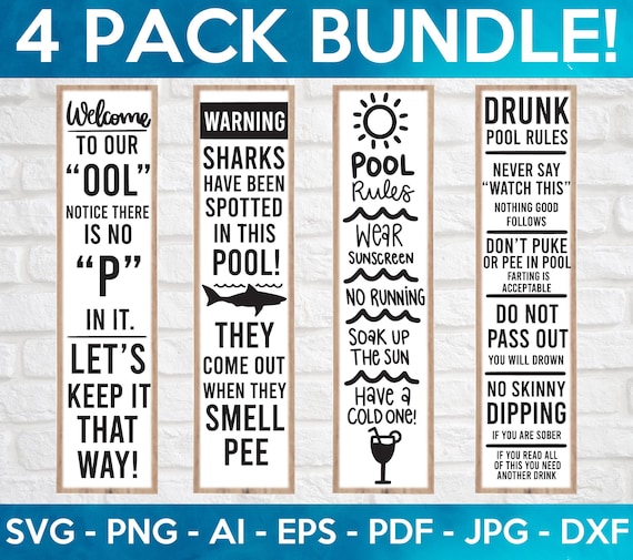 Funny Pool Signs SVG Bundle Pool Signs SVG Swimming Pool | Etsy UK