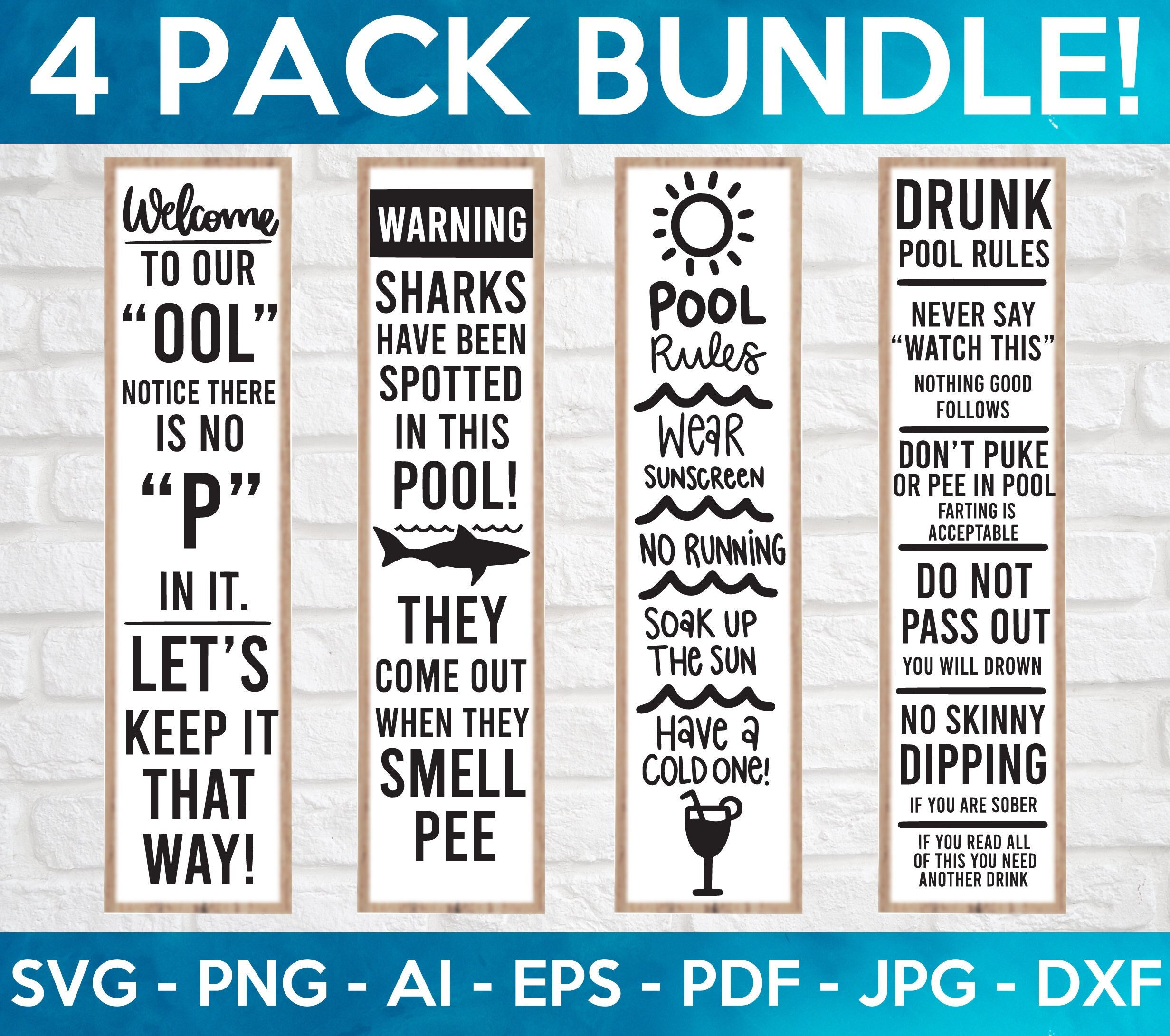 Funny Pool Signs SVG Bundle Pool Signs SVG Swimming Pool - Etsy