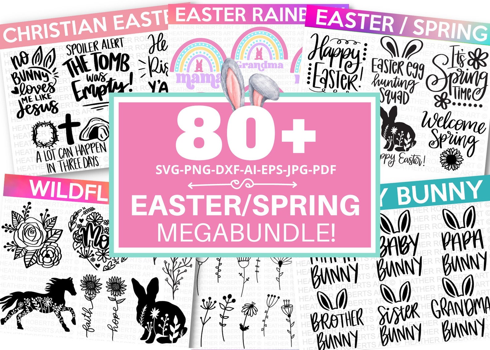 EASTER MEGA BUNDLE Spring Svg Bundle 80 Designs Heather - Etsy
