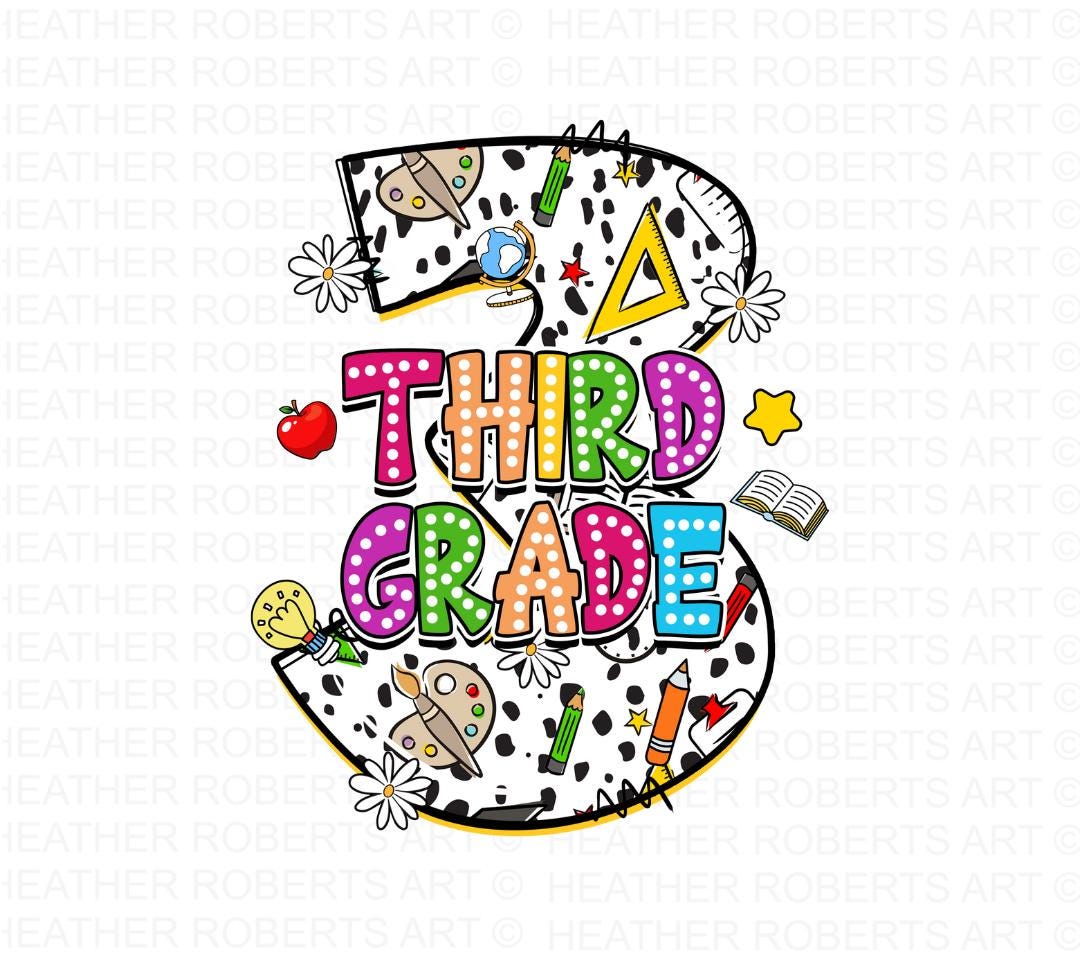 Retro Third Grade PNG: Dalmatian Dots, Back to School (digital Download ...