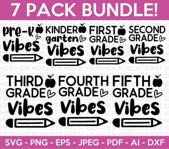 Back to School SVG Bundle Hello School SVG Grade Level Vibes - Etsy