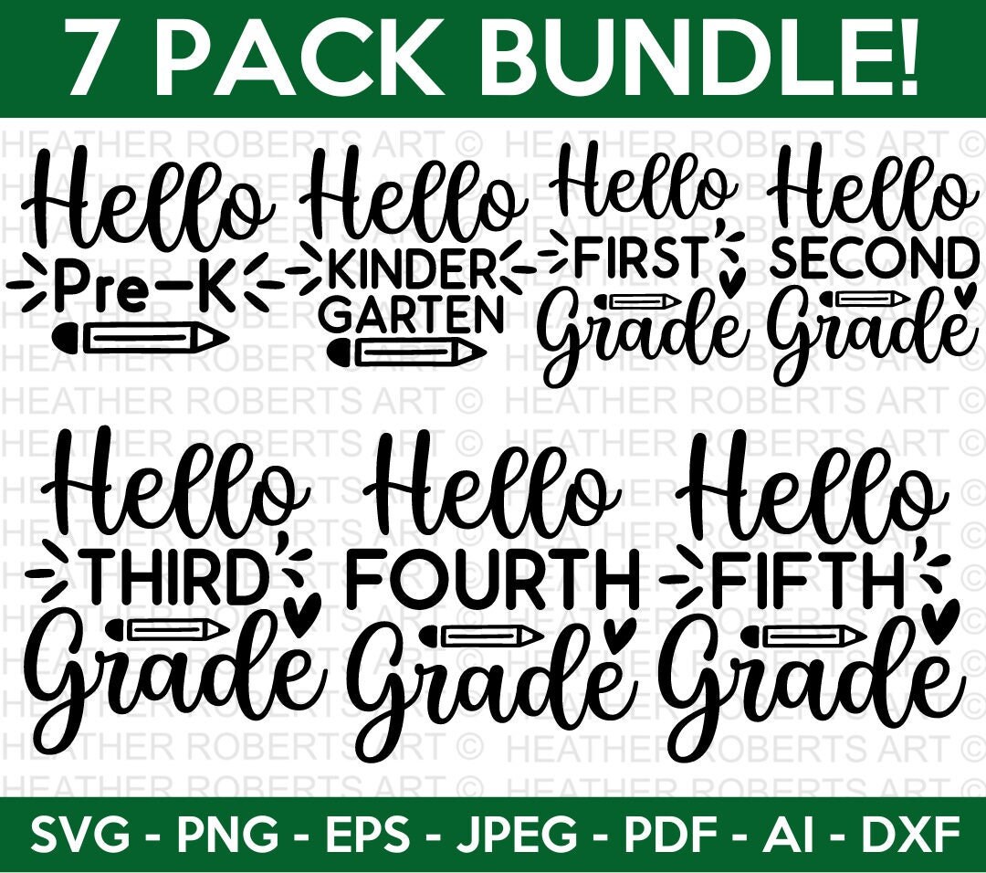 Back to School SVG Bundle, Hello School SVG, Grade Level Vibes Svg ...
