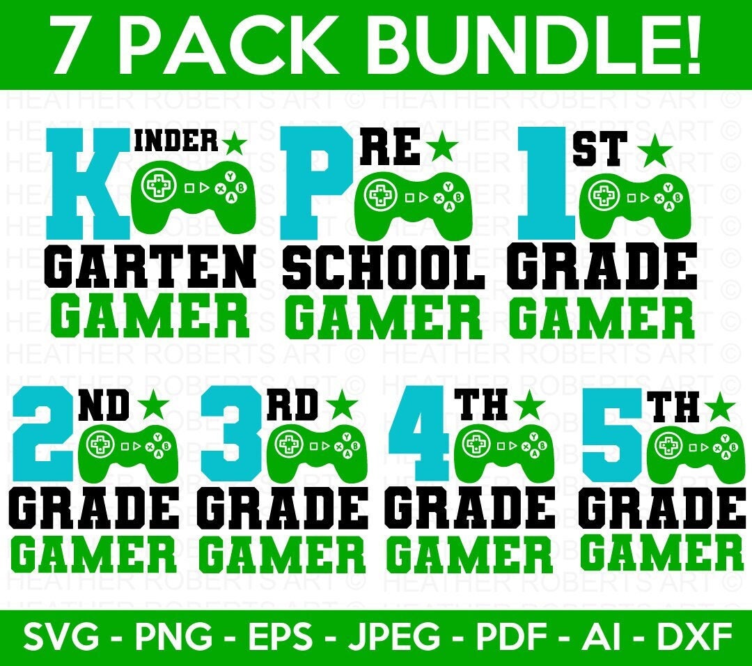 Gamer Grade Level SVG Bundle: Back to School Cut Files (digital ...
